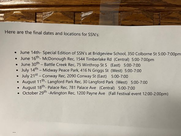 Summer Schedule for Boys Club Activities - West 7th Street Boys Club
